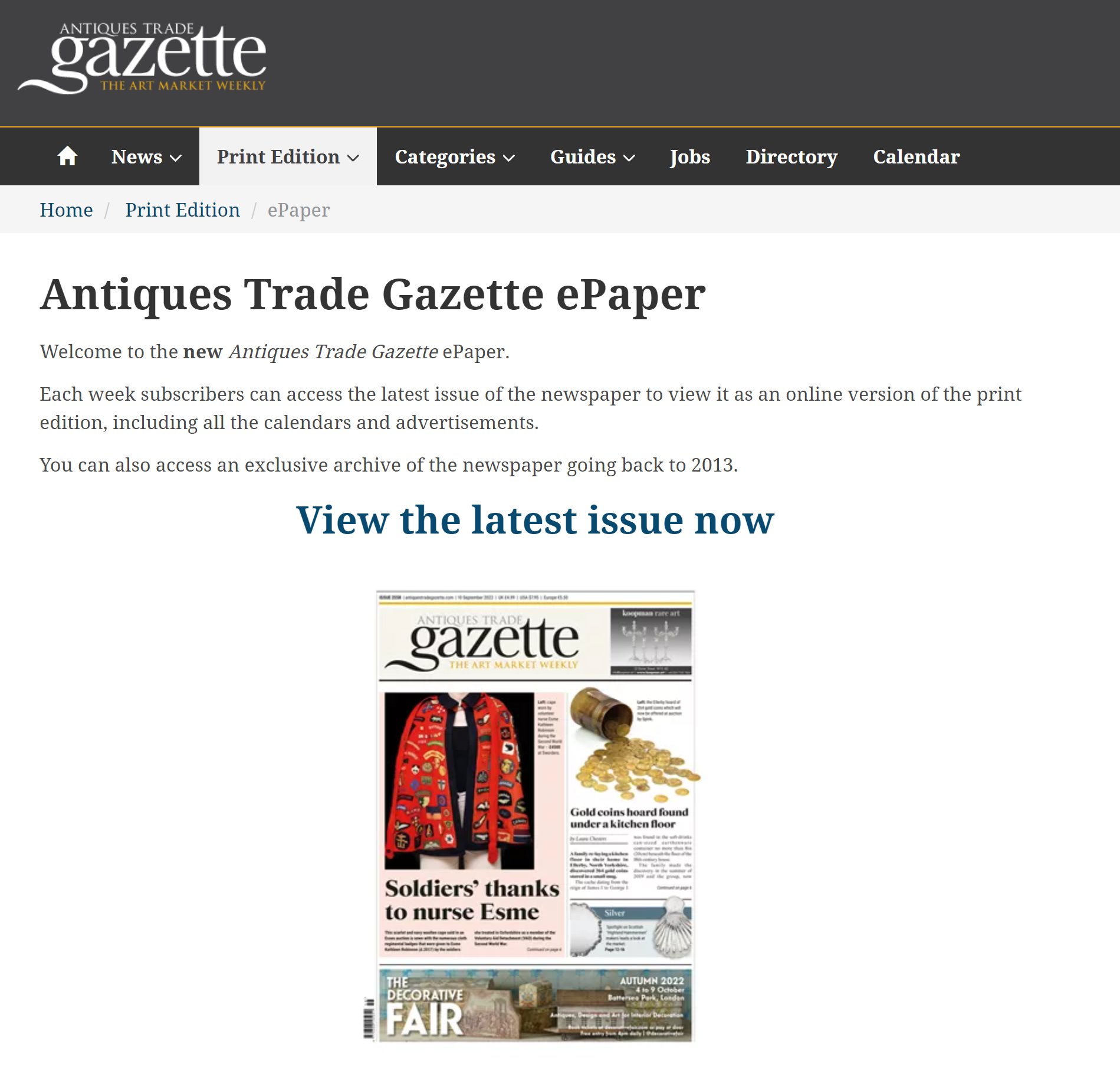 How to use the ATG ePaper | Antiques Trade Gazette